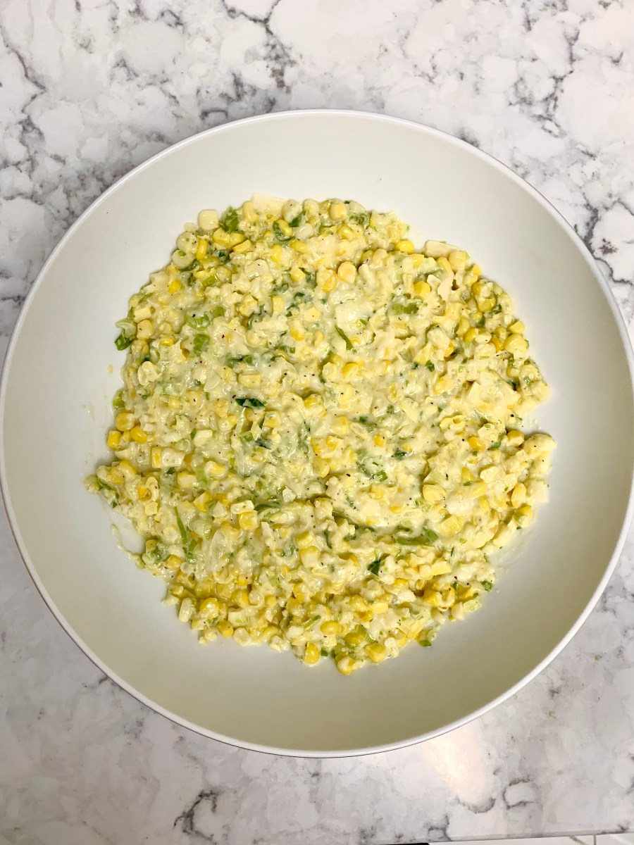 Cheddar & Scallion Creamed Corn – Peaches to Apples